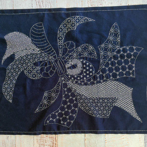 Noshi Pre-Printed Sashiko Panel - Indigo Niche