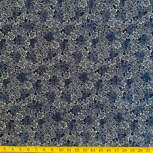 Indigo Maple Leaf - Cotton Print Fabric - $32 Per Metre - Indigo Niche