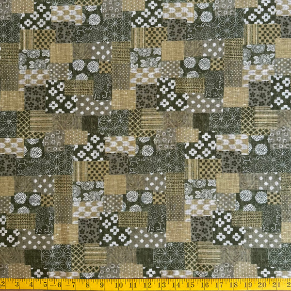 Blocks of Green - Cotton Print Fabric - $32 Per Metre - Indigo Niche
