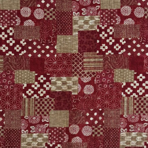 Blocks of Red - Cotton Print Fabric - $32 Per Metre - Indigo Niche