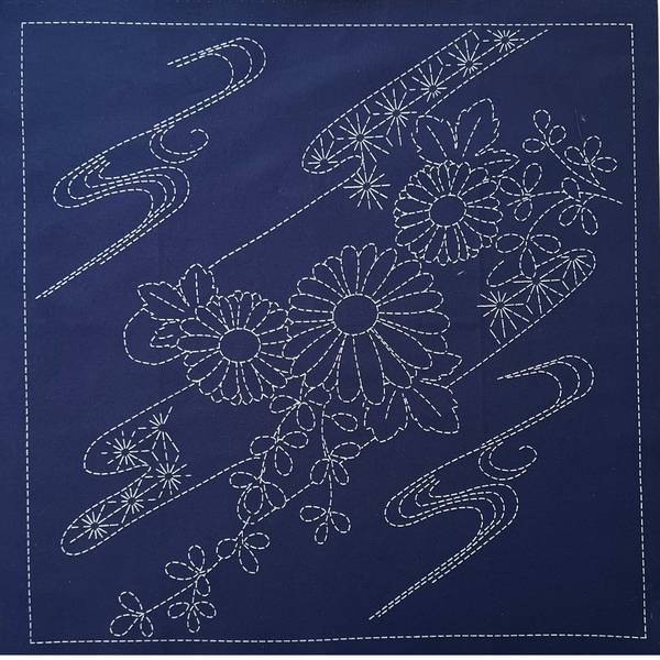 Sampler Pre-Printed Sashiko Panels - Indigo Niche