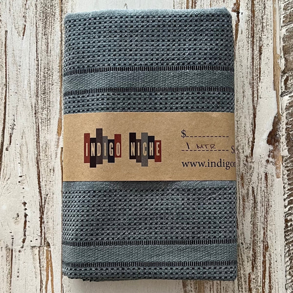 Light Grey/Blue Rail Yarn-Dyed Fabric - 1M Pre-Cut - Indigo Niche