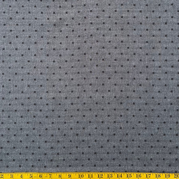 Charcoal Square Yarn-Dyed Fabric - 1M Pre-Cut - Indigo Niche
