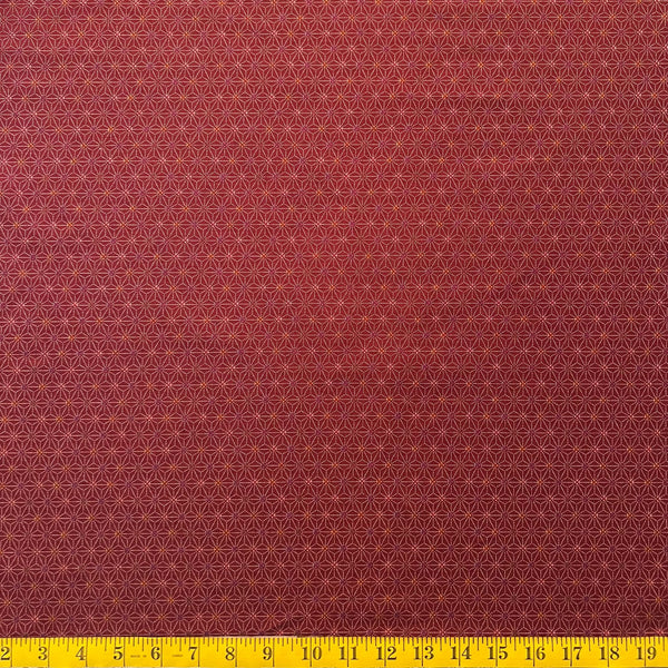 Spotted Asanoha Red - Cotton Print Fabric - $30 Per Metre - Indigo Niche