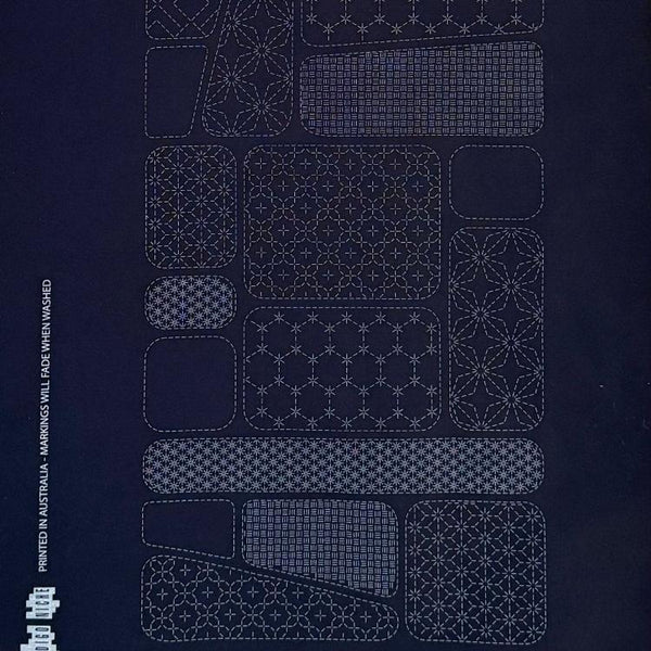 Finding Steps #1 Pre-Printed Sashiko Panel - Indigo Niche