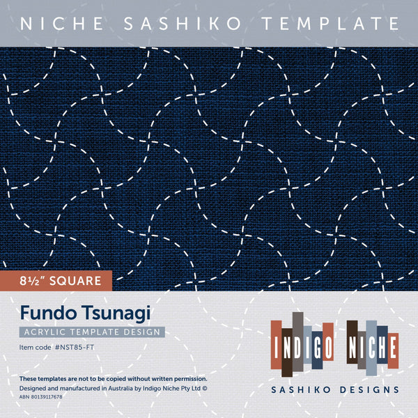 Fundo Tsunagi - 8.5" Niche Sashiko Template - Indigo Niche