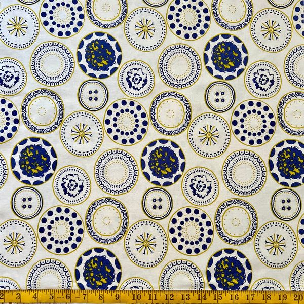 Circle Frenzy Fabric - 1/2M Pre-Cut Pieces - Indigo Niche