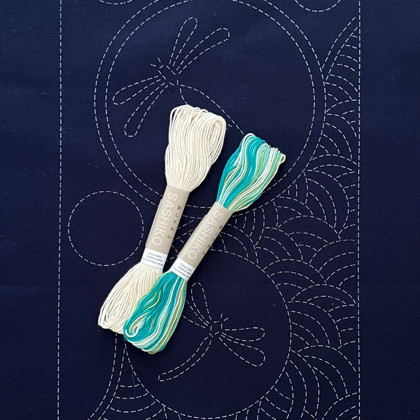 Galaxy Dragonfly - Sashiko Panel - Indigo Niche