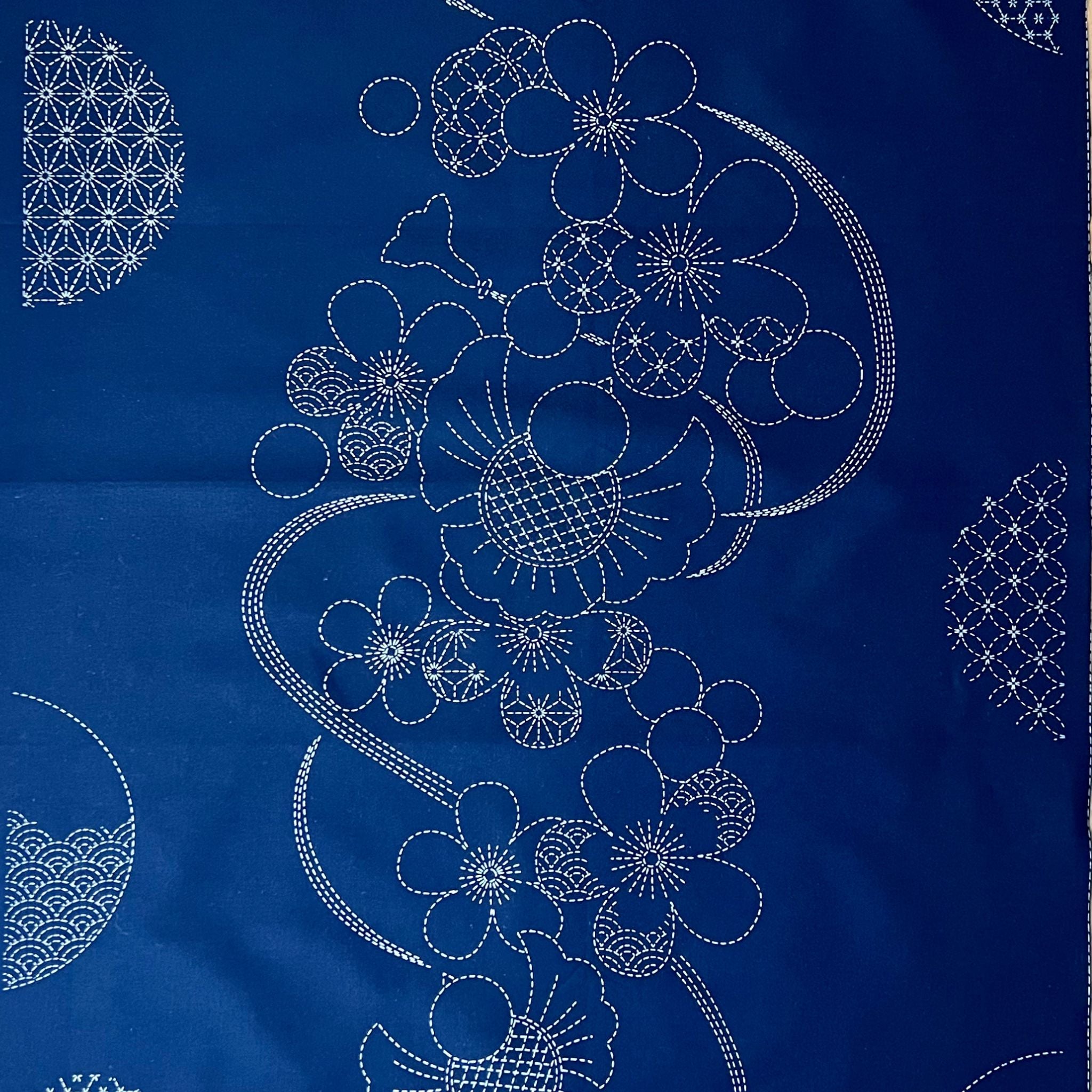 Pre-Printed Sashiko Panels - Indigo Niche