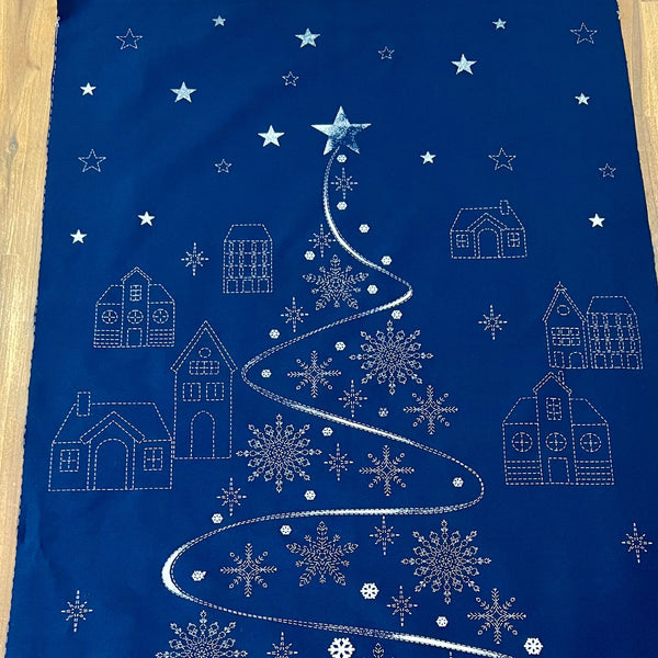 Christmas Pre-Printed Sashiko Panels - Indigo Niche